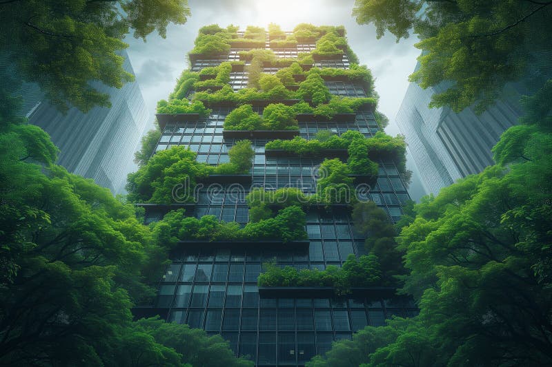 Selective Focus on Tree and Eco Friendly Building with Vertical Garden ...