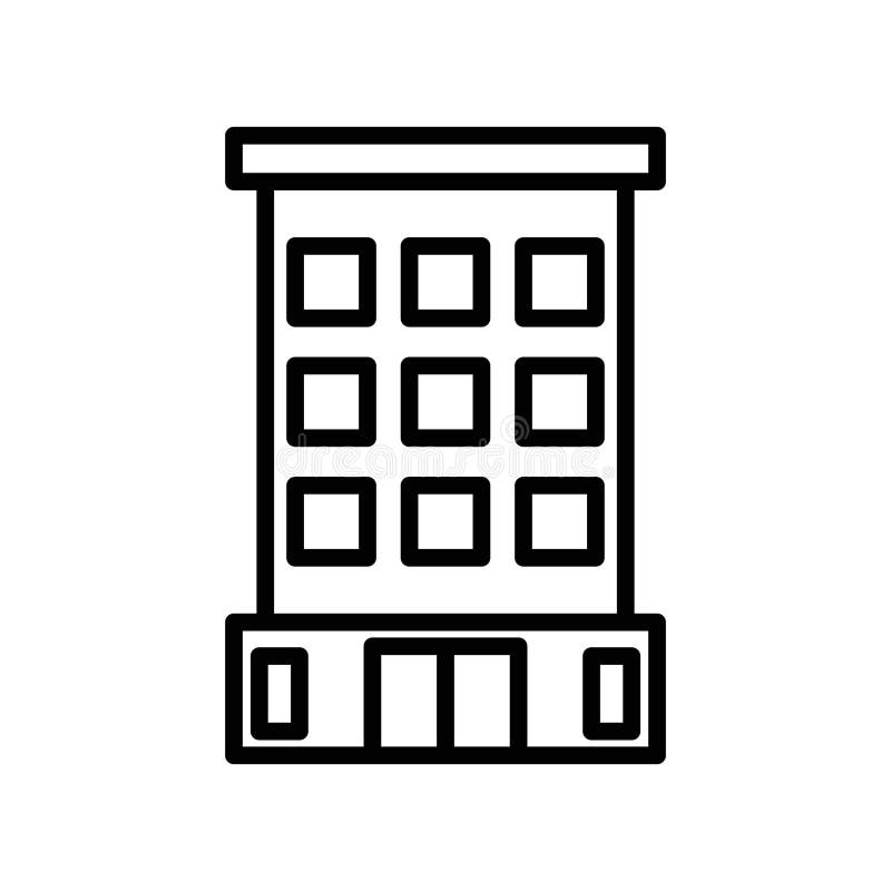 Office Building Icon Linear Logo Mark in Black and White Stock Vector ...