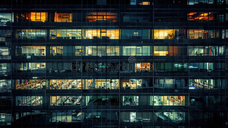 Office Building with Illuminated Windows, Suitable for Business ...