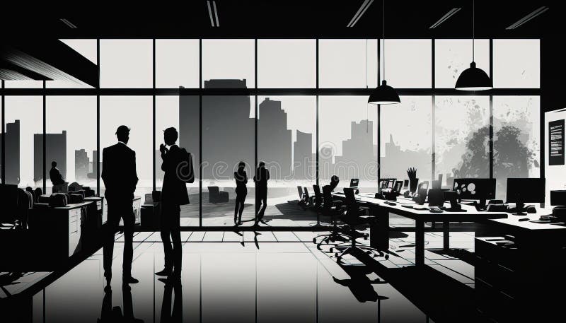 Office Building Interior. Business People at Work. Generative Ai Stock ...