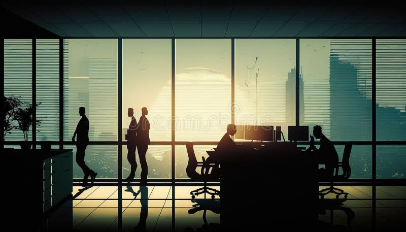 Office Building Interior. Business People at Work, Generative Ai Stock ...