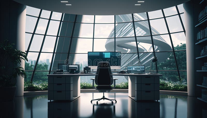 Office Building Interior. Business People at Work, Generative Ai Stock ...