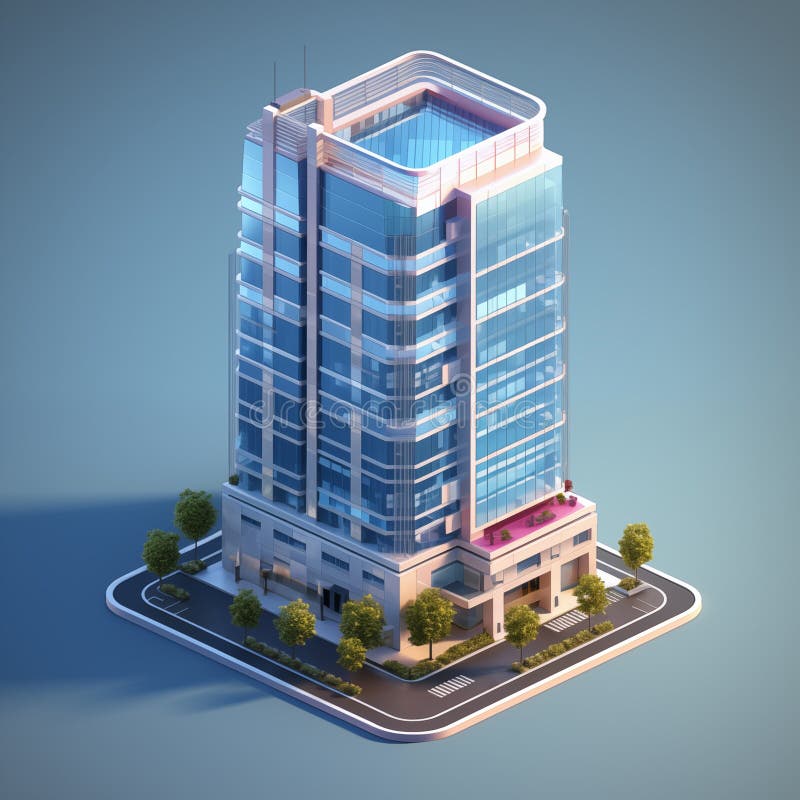 Office Building Isometric Skyscraper Modern Apartment. 3D Design by ...