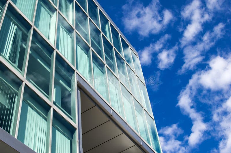 Office Building with Large Glass Windows Stock Photo - Image of facade ...