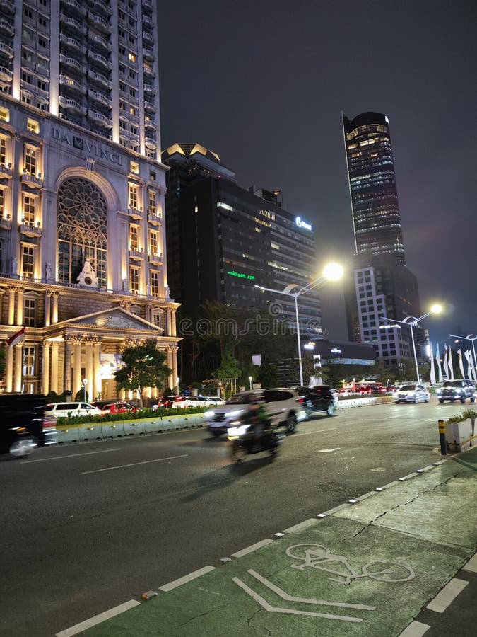 Office Building with Lighting at Night in Jakarta Indonesia Editorial ...