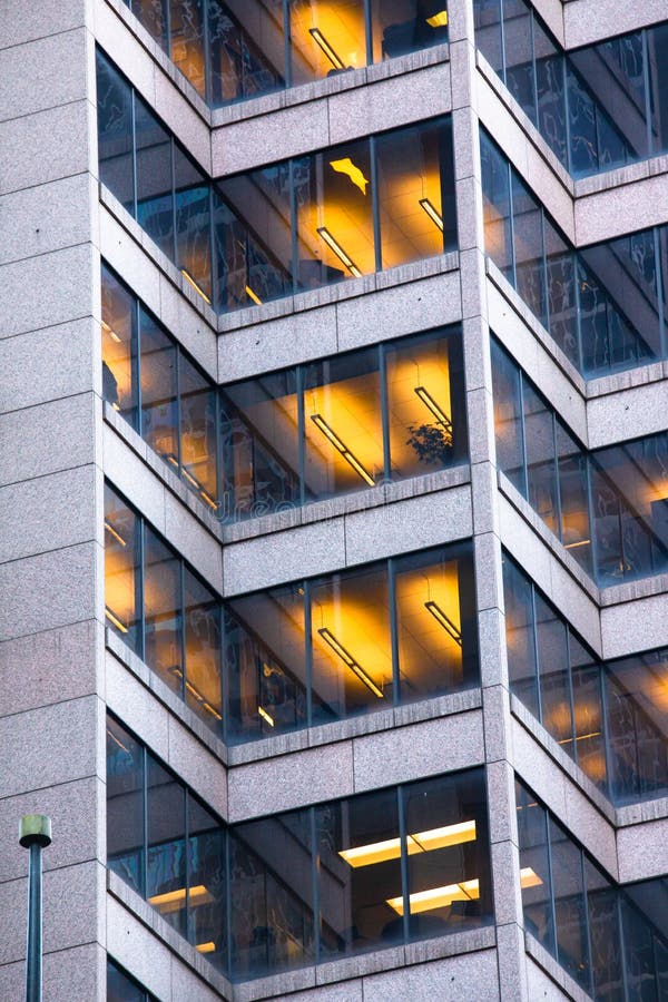 Office Building with Lights Stock Photo - Image of dusk, company: 163983314