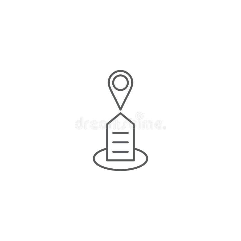 Office Building and Map Pin Vector Icon Symbol Isolated on White ...