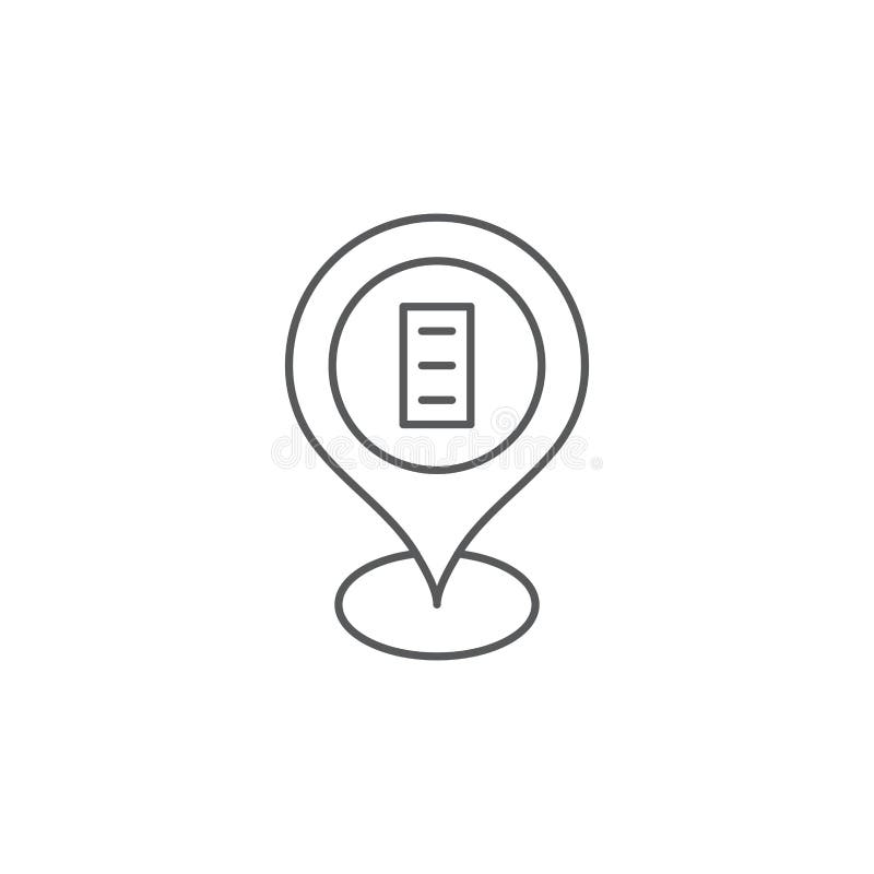 Office Building and Map Pin Vector Icon Symbol Isolated on White ...