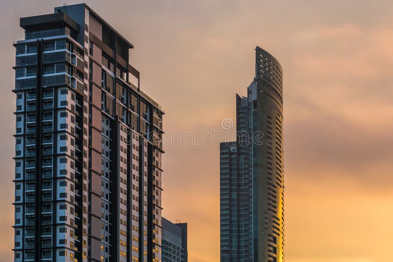 Office Building in the Morning Light Stock Image - Image of skyline ...