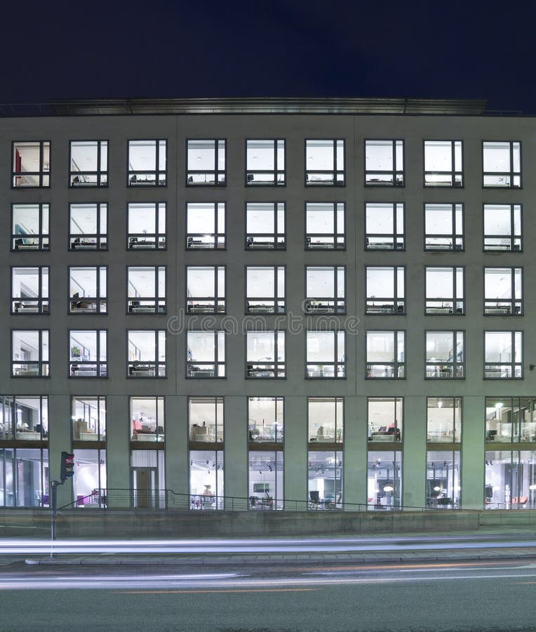 Office building at night stock photo. Image of night - 12007622