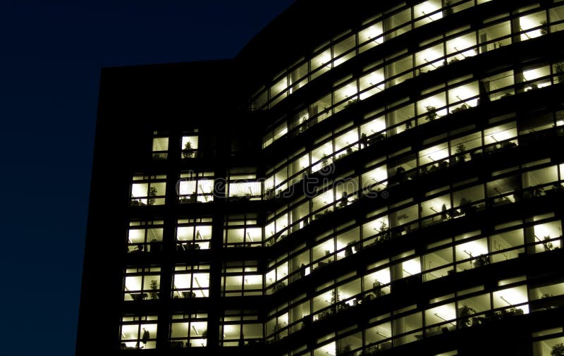Office building at night stock photo. Image of town, business - 7188208