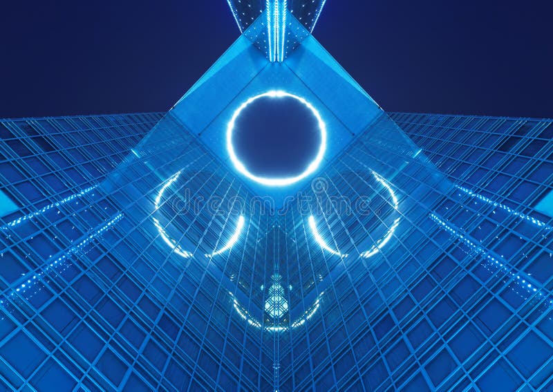 Office Building at Night in Blue Stock Image - Image of morning, high ...