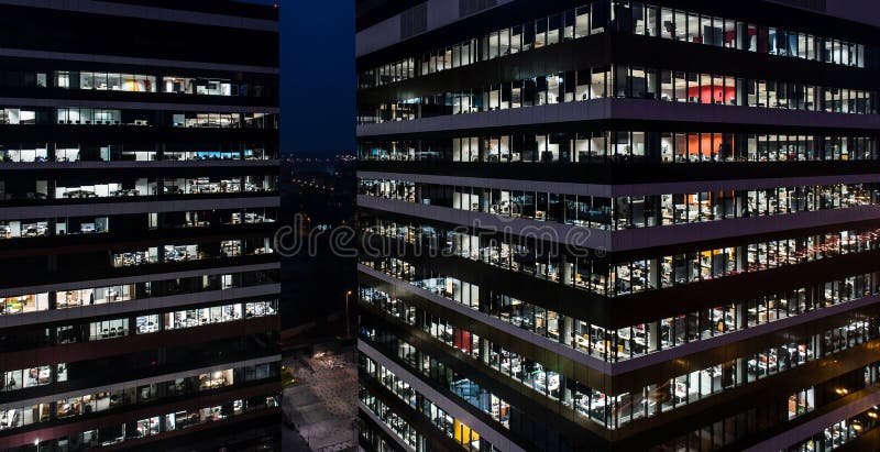 Office building at night stock photo. Image of illumination - 103580802