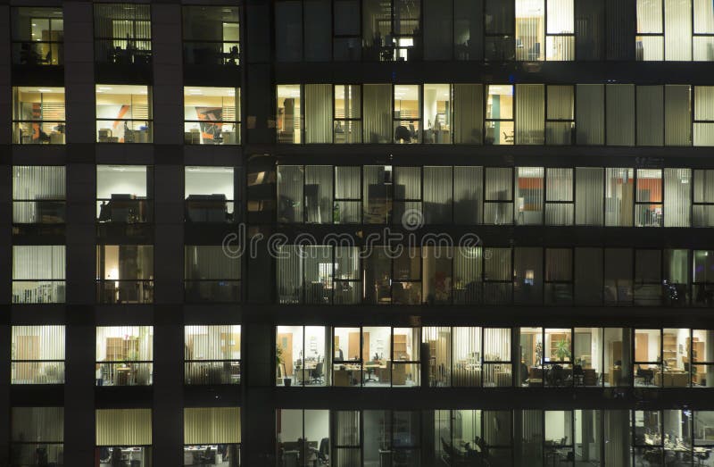 Office building at night stock photo. Image of interior - 49589048