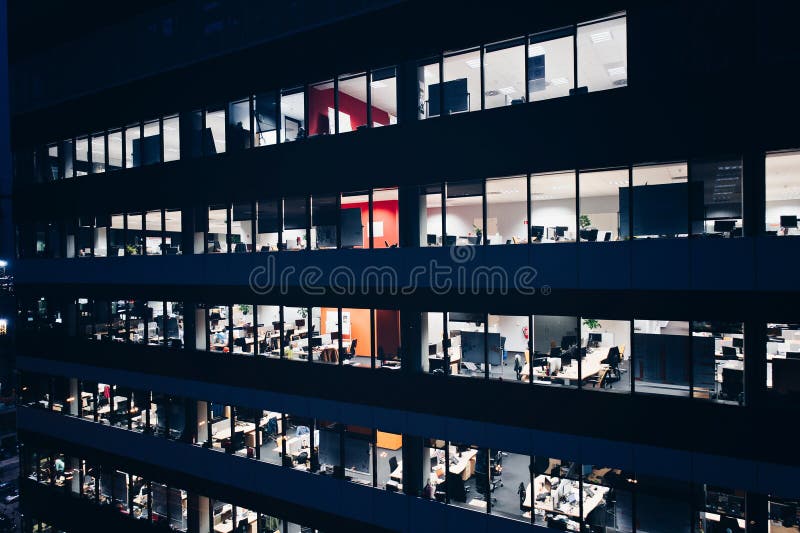 Office building at night stock image. Image of city - 103580789