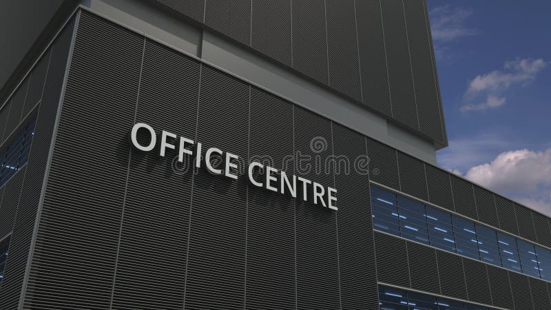 Office Building with OFFICE CENTRE Signboard, 3d Rendering Stock ...