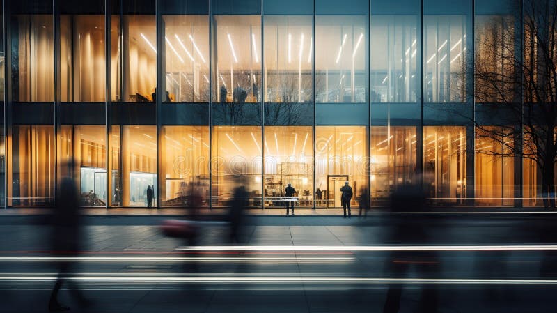 Office Building with People Motion Blur View , Concept of Skyscraper ...