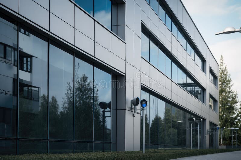 Office Building, with Security System and Sensors Providing Perimeter ...
