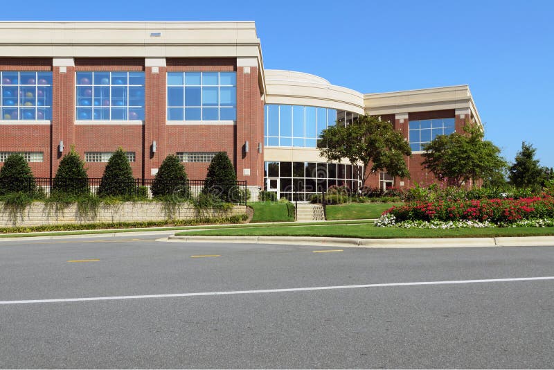 Office Building in Suburban Area Stock Photo - Image of area, pavement ...