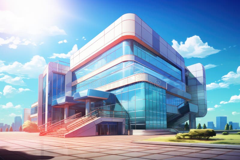 Office Building Sunlight Anime Visual Novel Game. Generate Ai Stock ...