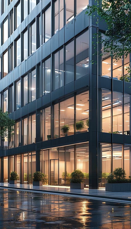 An OFFICE BUILDING TOWER, DAY VIEW, OFFICE INTERIOR VISIBLE Stock ...