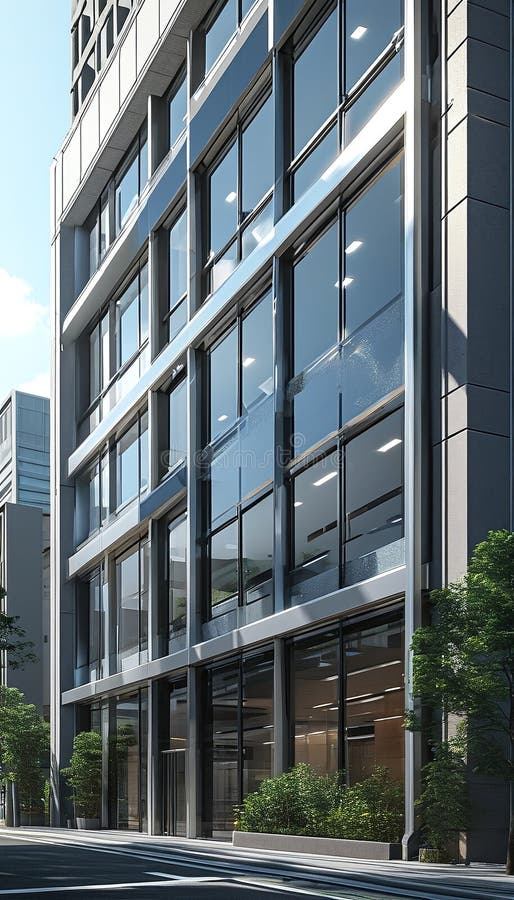 An OFFICE BUILDING TOWER FACADE Stock Illustration - Illustration of ...