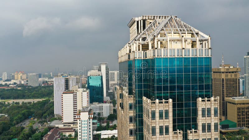 Office Building Turquoise Blue Glass Wall Reflection Detail Stock Photo ...