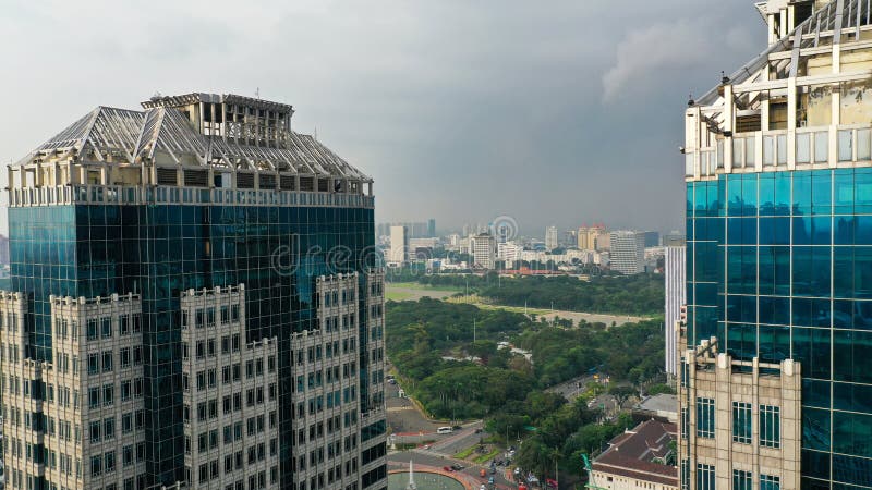 Office Building Turquoise Blue Glass Wall Reflection Detail Stock Image ...