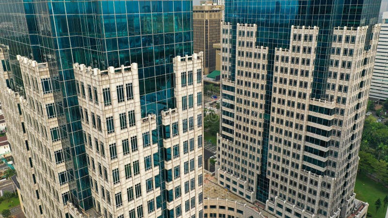 Office Building Turquoise Blue Glass Wall Reflection Detail Stock Image ...