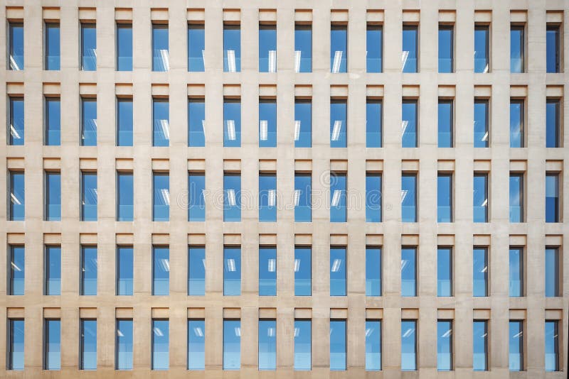 Office Building Wall with Windows in Barcelona Stock Photo - Image of ...