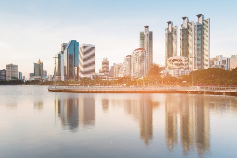 Office Building Water Reflection Over Water Lake Stock Photo - Image of ...