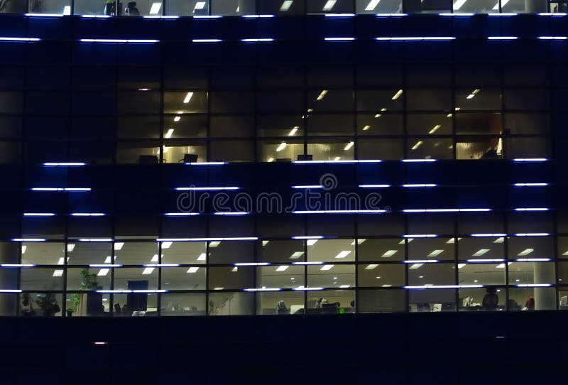 Office Windows in the Evening Stock Photo - Image of computers, space ...