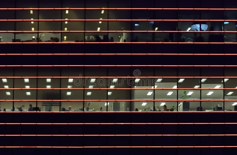 Office Windows in the Evening Stock Image - Image of business ...