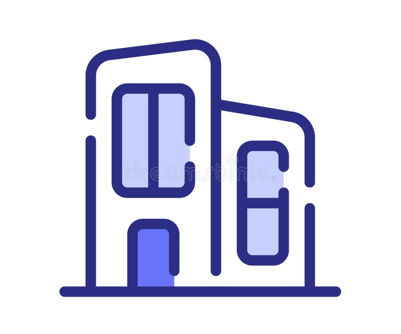 Office Building Working Space Single Isolated Icon with Dash or Dashed ...