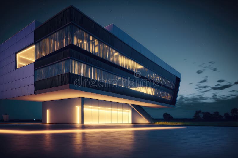 Modern Architecture Exterior of Public Hall Entrance in Urban Building ...