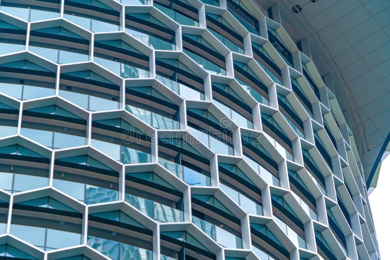 Office Buildings. Structure of Hexagon Windows in Futuristic Technology ...