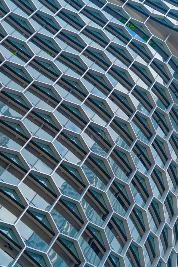 Office Buildings. Structure of Hexagon Windows in Futuristic Technology ...