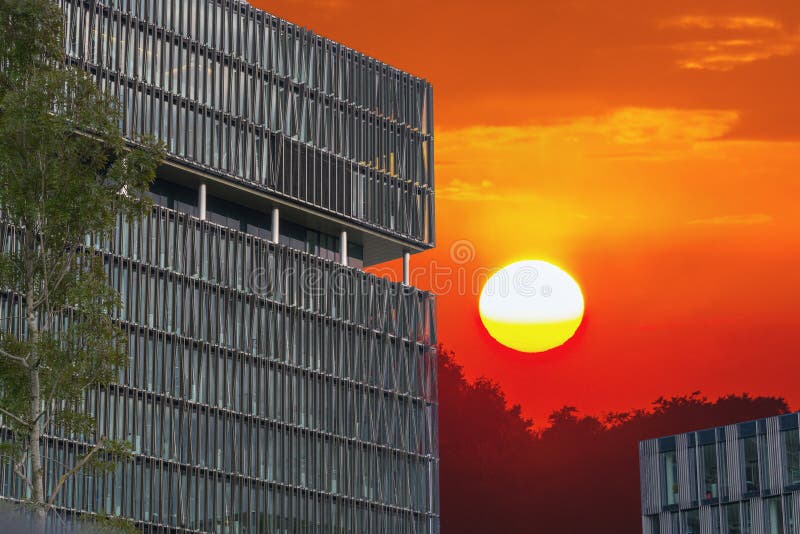 Office Buildings and Sunset Stock Image - Image of scenery, beautiful ...