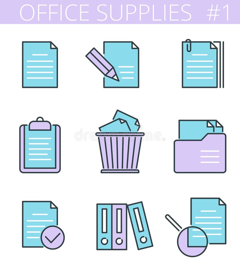 Office, Business Documents, Files, Folders Vector Thin Outline I Stock ...