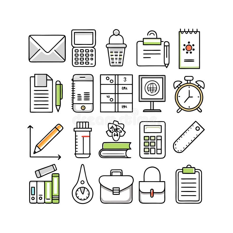 Office and Business Doodles: an Array of Essential Icons for Workplace ...