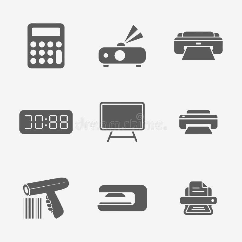 Office and Business Equipment Icons Set. Editable Vector Icon Stock ...