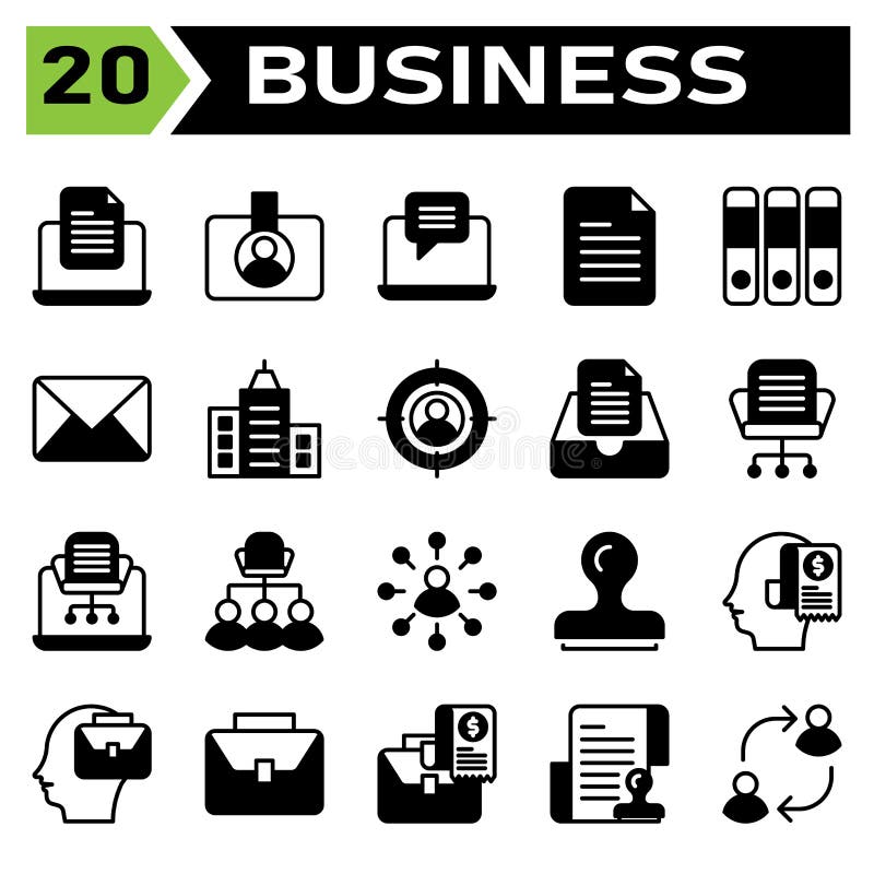 Office Business Icon Set Include Laptop, Document, Office, Work, Device ...