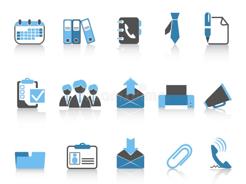 Office and Business Icons Blue Series Stock Vector - Illustration of ...