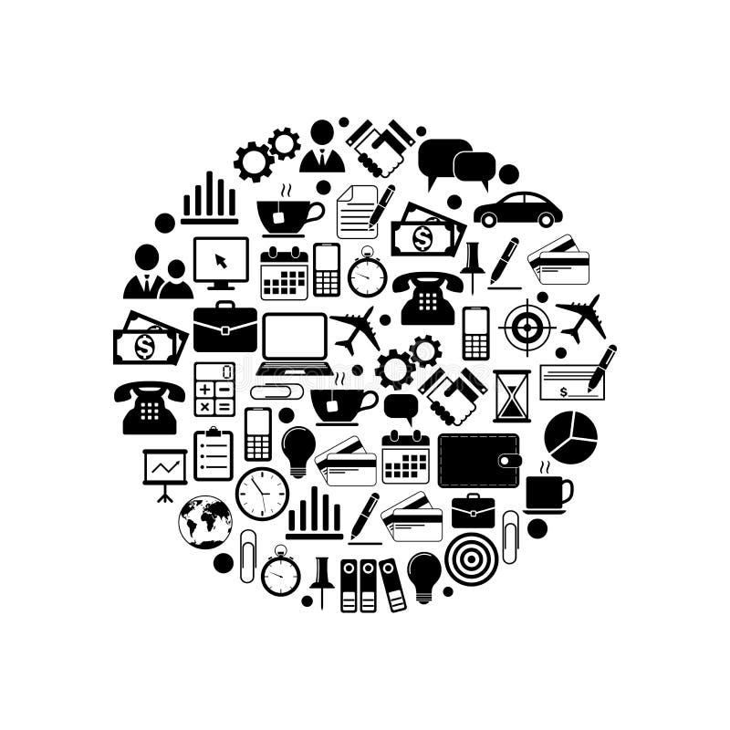 Office and Business Icons in Circle Stock Vector - Illustration of land ...