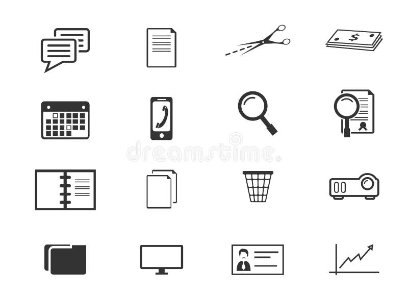 Office and Business Icons Set Stock Vector - Illustration of chair ...