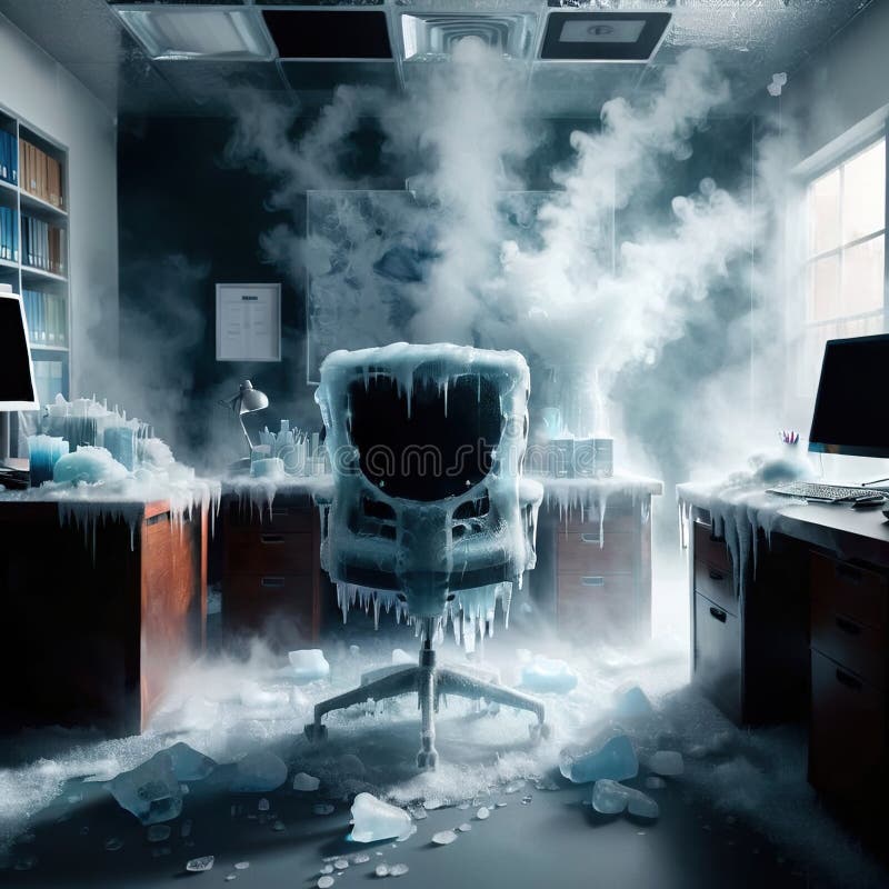 Office, Business Interior, Frozen and Covered with Ice Stock ...