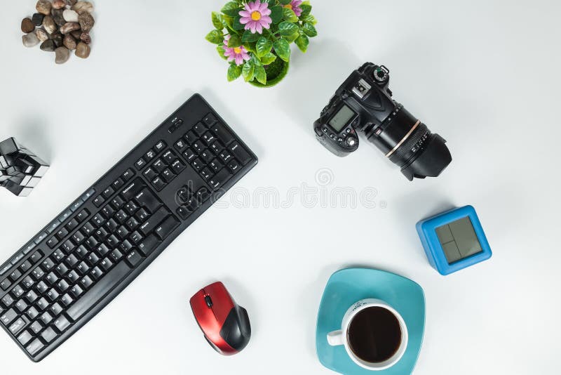 Office, Business Objects on White Desk Stock Image - Image of concept ...