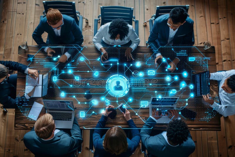 Office Business People Discussion with Online Network Connection Effect ...