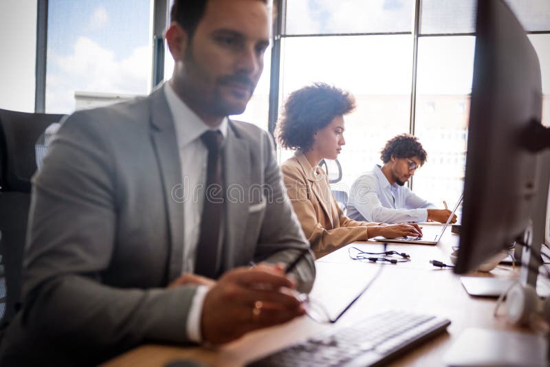 Office with Business People Working on Computers Stock Photo - Image of ...