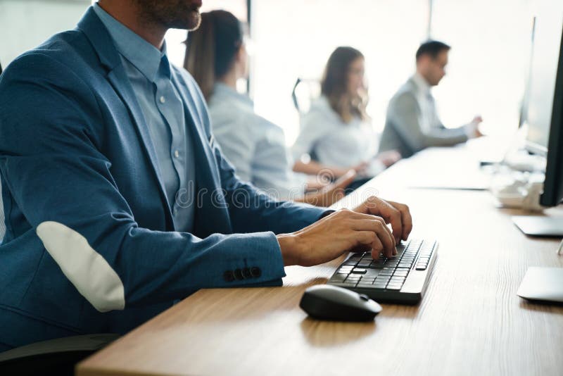 Office with Business People Working on Computers Stock Image - Image of ...